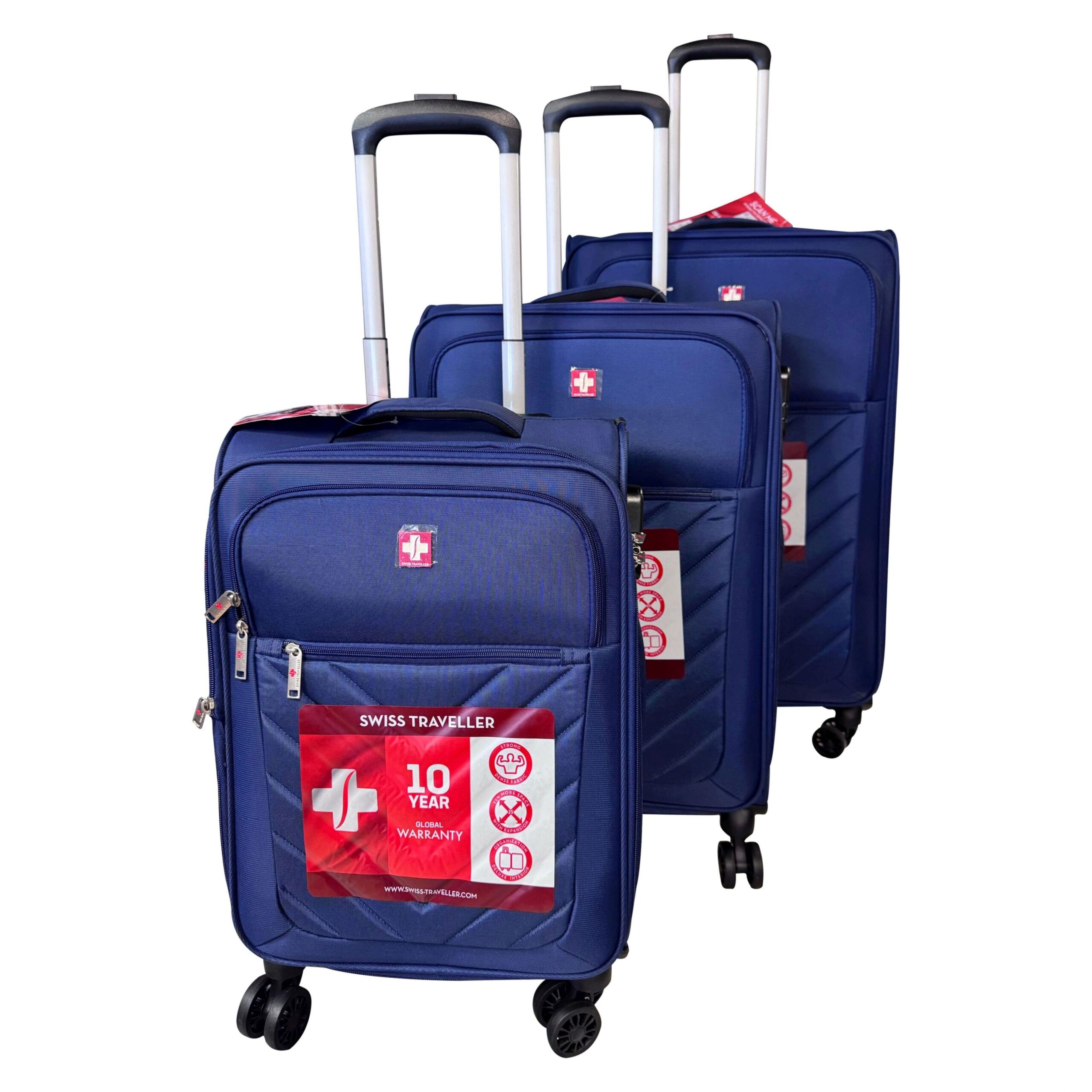 Swiss travel 3 Piece Soft side Luggage Set Navy Blue - GTA Luggage
